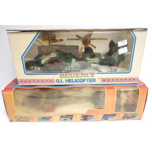 Two vintage mode toy helicopters including The Regency G.I. helicopter ...