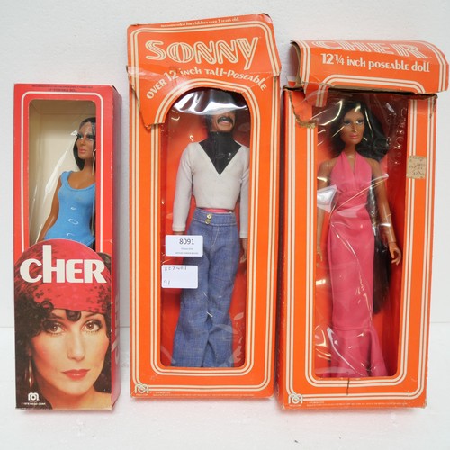 Two vintage 1976 Mego Corp 12" poseable Cher dolls and a vintage 1976 ...