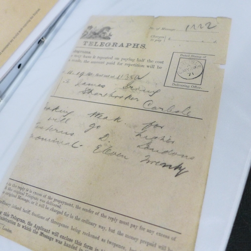 Paper ephemera; an album of telegraph forms, 1870s onwards, mainly post ...