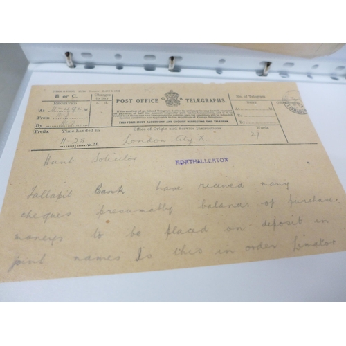 Paper ephemera; an album of telegraph forms, 1870s onwards, mainly post ...