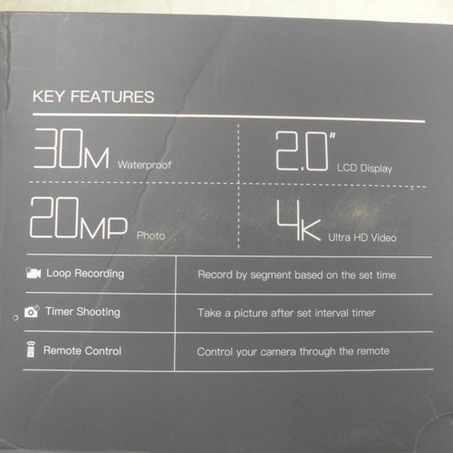 A boxed Apeman A77 4k action camera - unused