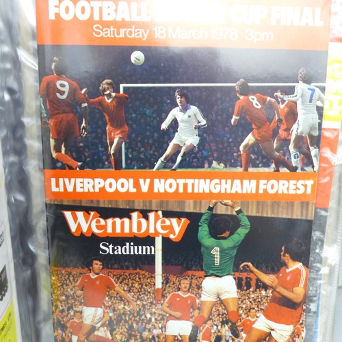 A folder with Nottingham Forest football programmes, 1977/78 League Cup ...