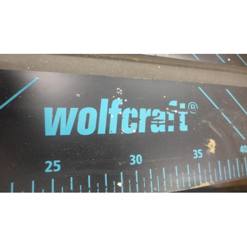 A Wolfcraft router table with Performance Pro router mounted