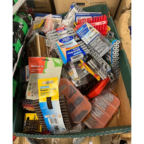 A quantity of assorted consumables including fixings, nails, wall plugs ...