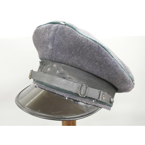 Three WWII German caps, Navy, Army and Airforce