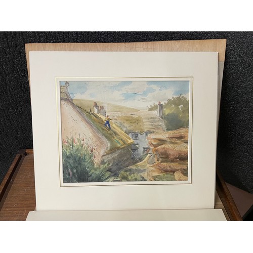 A folio of assorted paintings including, John Leech and Adrian Hill