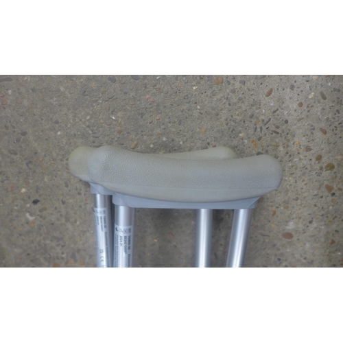 A set of Drive Devilbiss healthcare aluminium under arm crutches