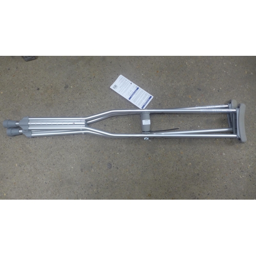 A set of Drive Devilbiss healthcare aluminium under arm crutches