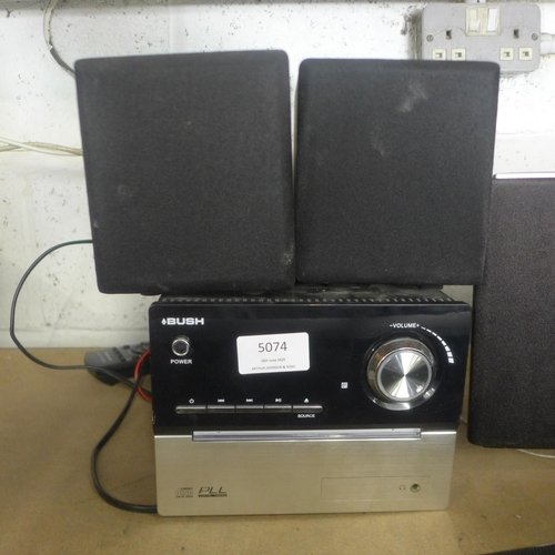 A Bush sound bar and Bush mini HiFi system and a Panasonic SC-HC30DB CD ...