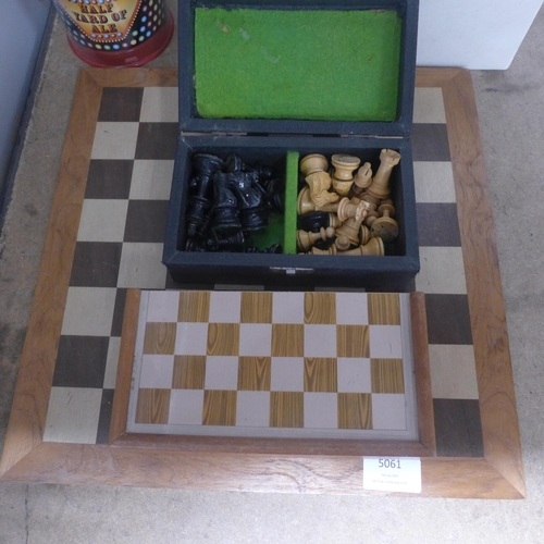 Assorted items including chess board, chess sets, 2 x Matchbox plane ...