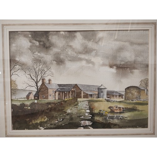 Alan Gill, pair of rural landscapes, watercolour, framed
