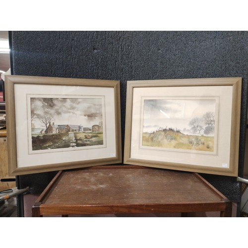 Alan Gill, pair of rural landscapes, watercolour, framed