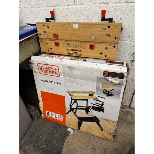 Two Black and Decker Workmate folding work benches