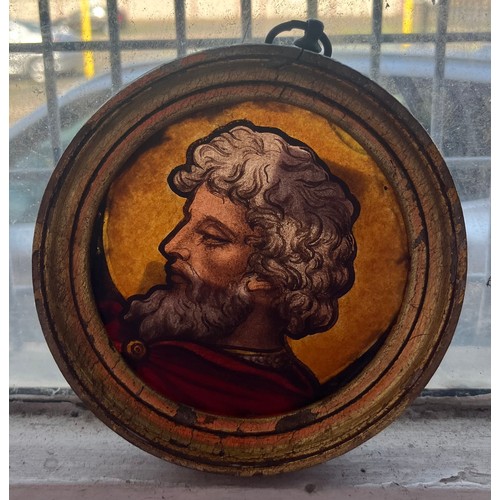 A small 19th Century or earlier ecclesiastical stained glass roundel ...