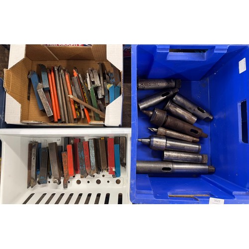 Assorted but-welded carbide tool bits with other assorted items
