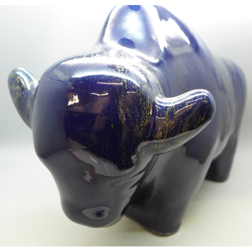 A West German pottery ceramic bull/bison figure, designed by Kirt ...