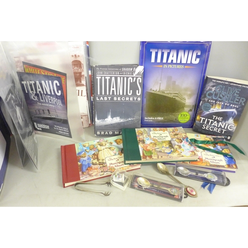 A collection of Titanic memorabilia and items, Titanic's Last Secret by ...