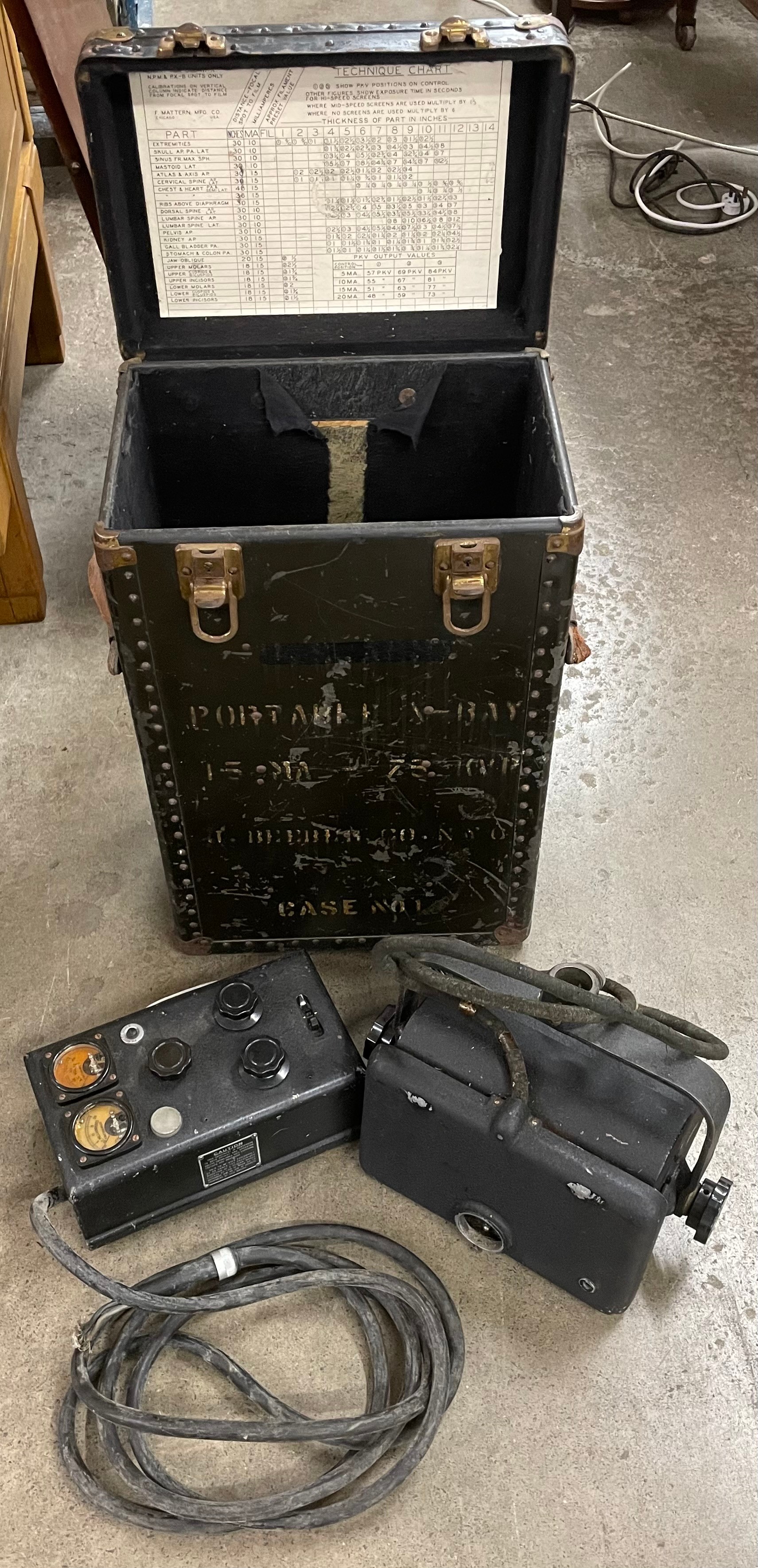 An F. Mattern MFG Co. portable x-ray machine, possibly military issue