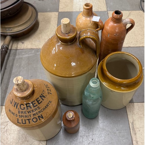 Six assorted stoneware flagons