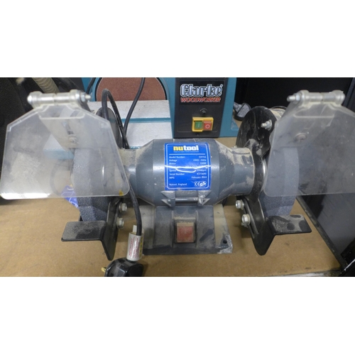 A Clarke woodworker, 240v belt and disc sander & Nutool CH152 bench ...