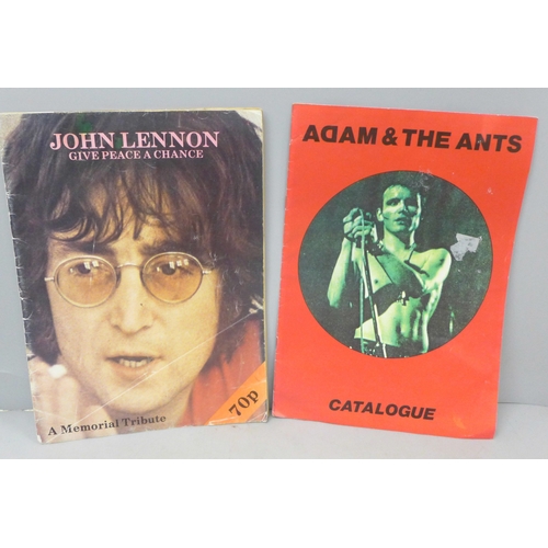 John Lennon, A Memorial Tribute magazine, cover a/f, together with Adam ...
