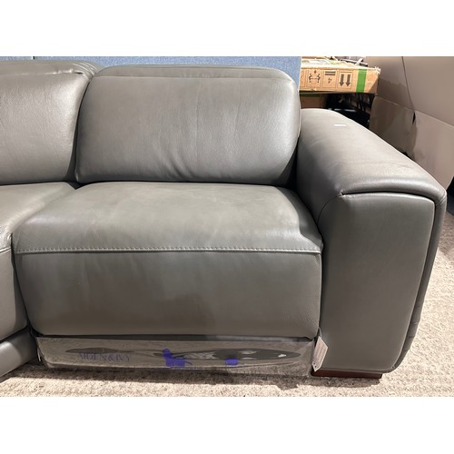 A Aiden & Ivy Karson grey leather electric reclining corner sofa ...