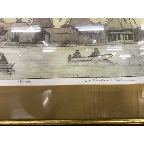 A signed Michael Oelman limited edition etching, Sunday Boating, no ...
