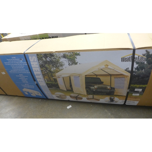 A boxed weatherfast 3 x 6 x 2.8m heavy duty steel framed shelter *This ...