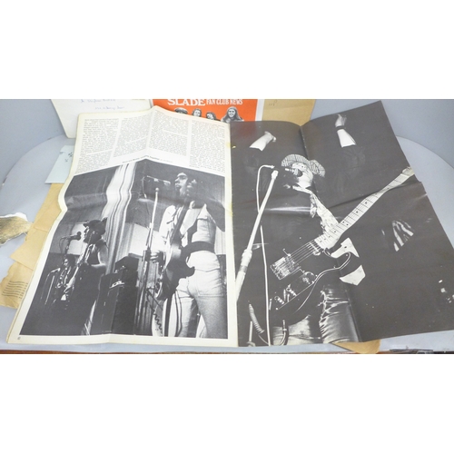 Slade; a photograph with signatures of the band members, Slade magazine ...