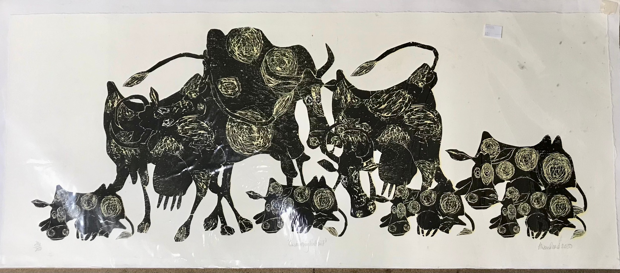 A limited edition Alison Reed Cow Family Portrait, no. 214/250, signed ...