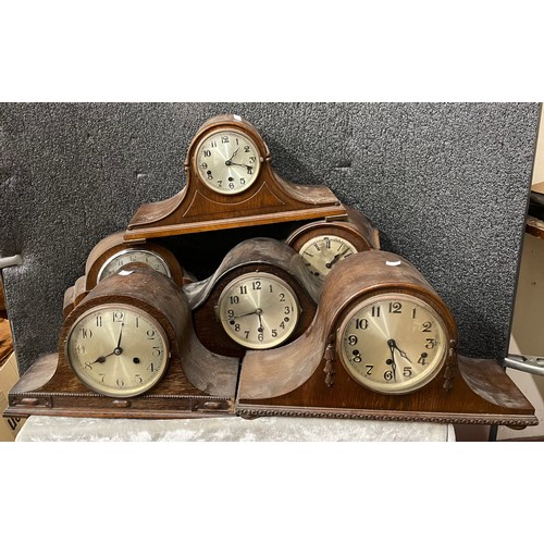 Six early 20th Century mantel clocks and clock cases