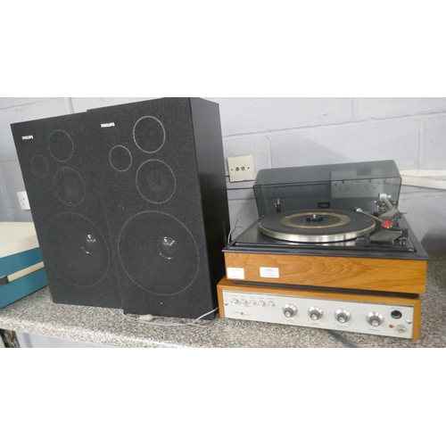 A Garrard SP25 turntable and a Metro sound amplifier and 2 Philips ...