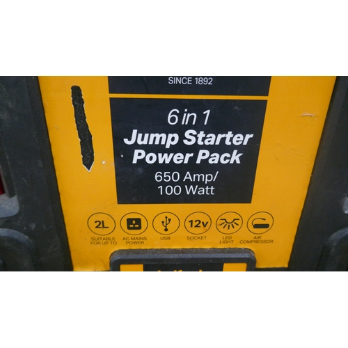 A Halfords 6-in-1, 650 amp/100 watt jump starter/power pack
