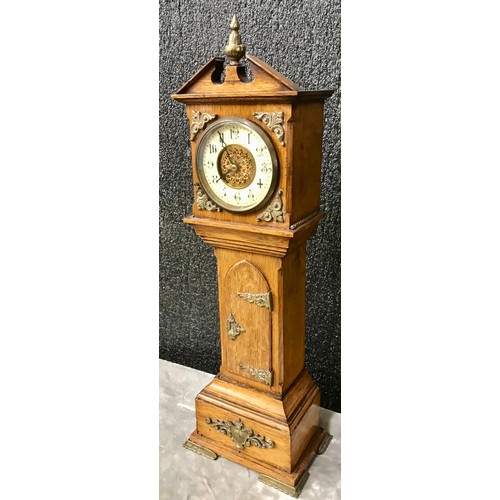 A George III style oak and brass mounted miniature longcase clock