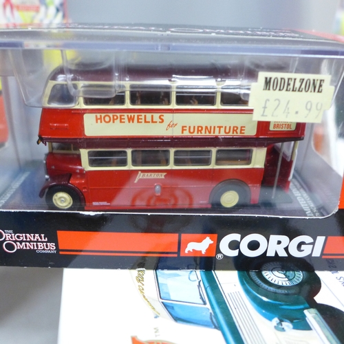 Eleven die-cast model vehicles, Corgi, Lledo Trackside, Dinky, Omnibus ...