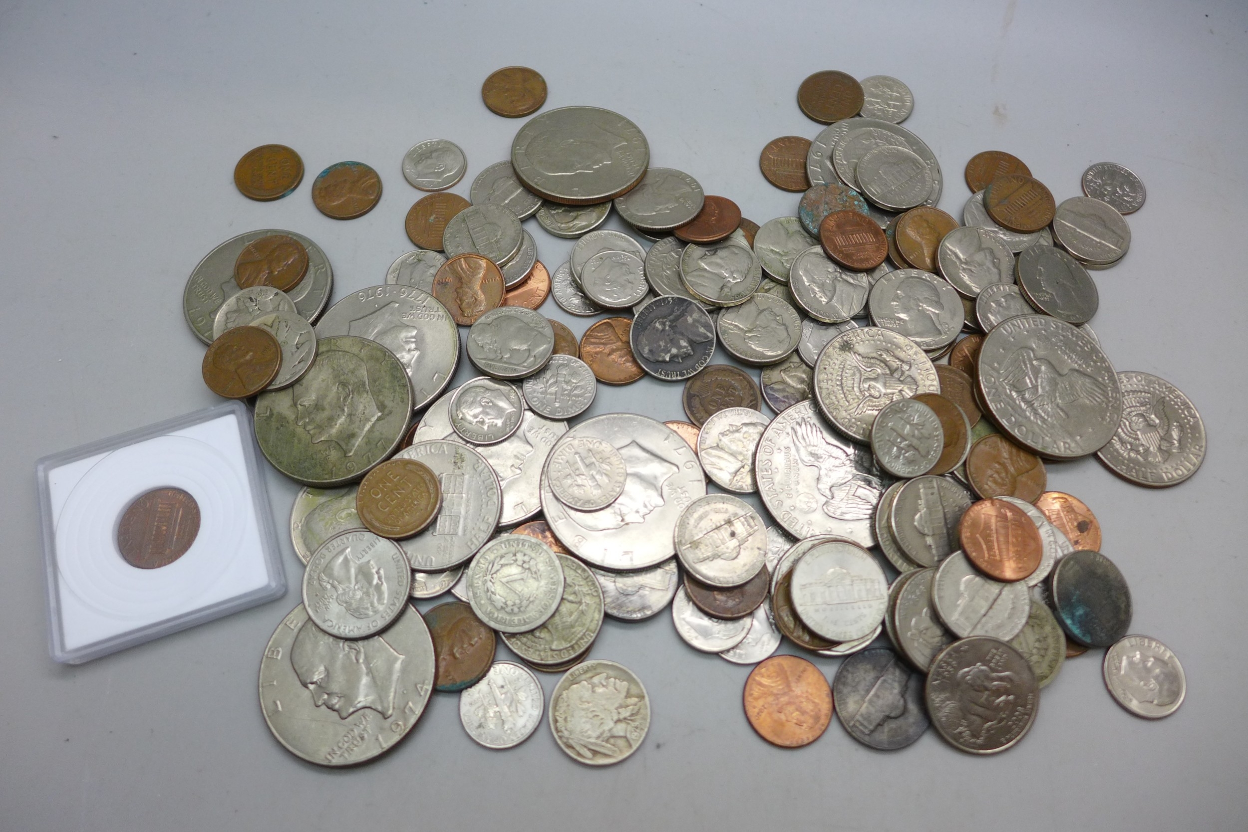 A collection of American coinage including silver examples