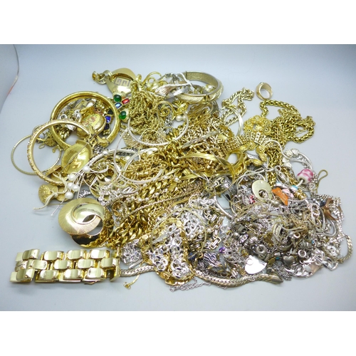 A collection of gold tone jewellery