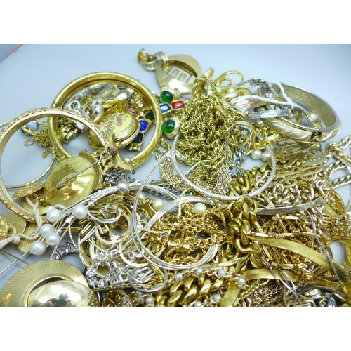 A collection of gold tone jewellery