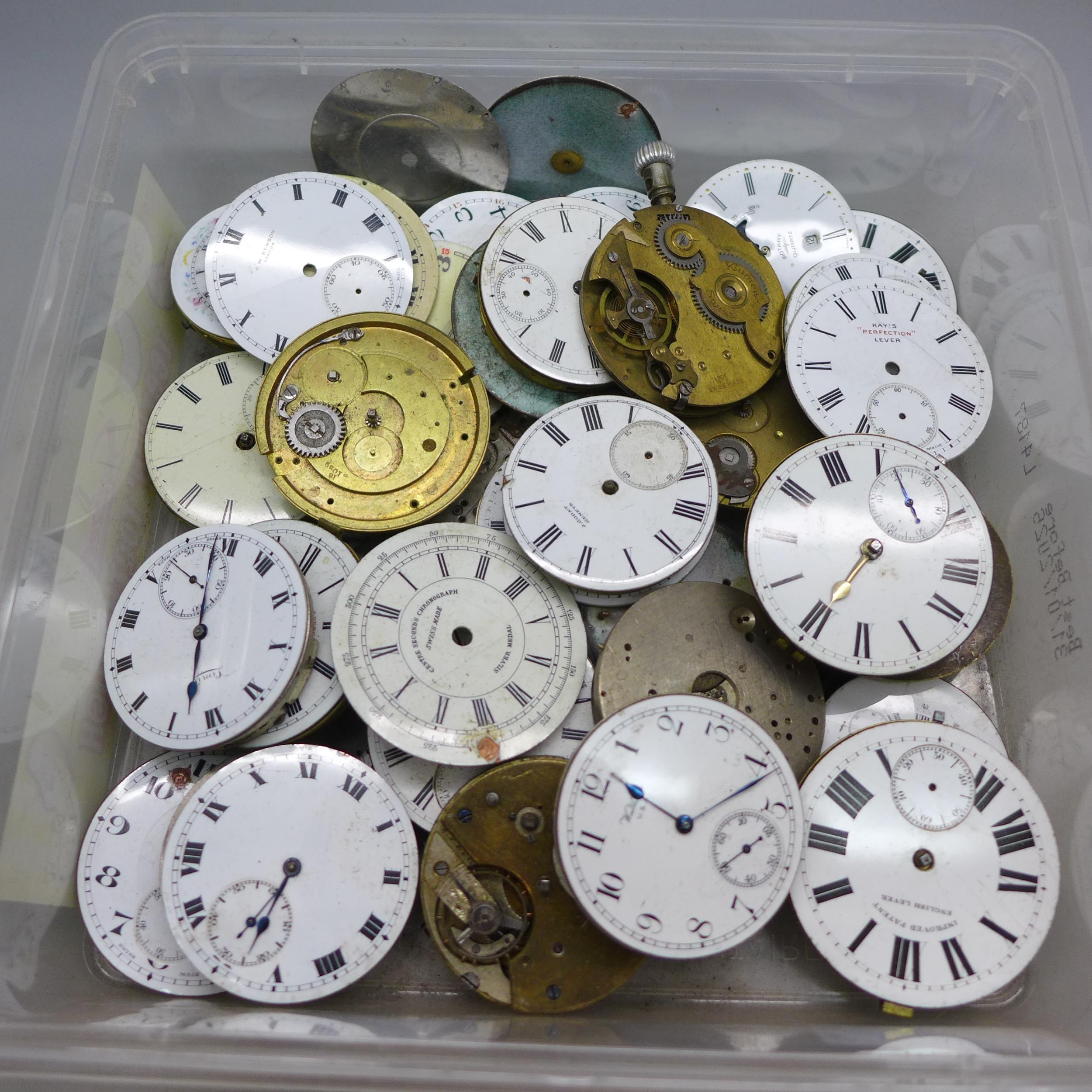 A collection of pocket watch movements