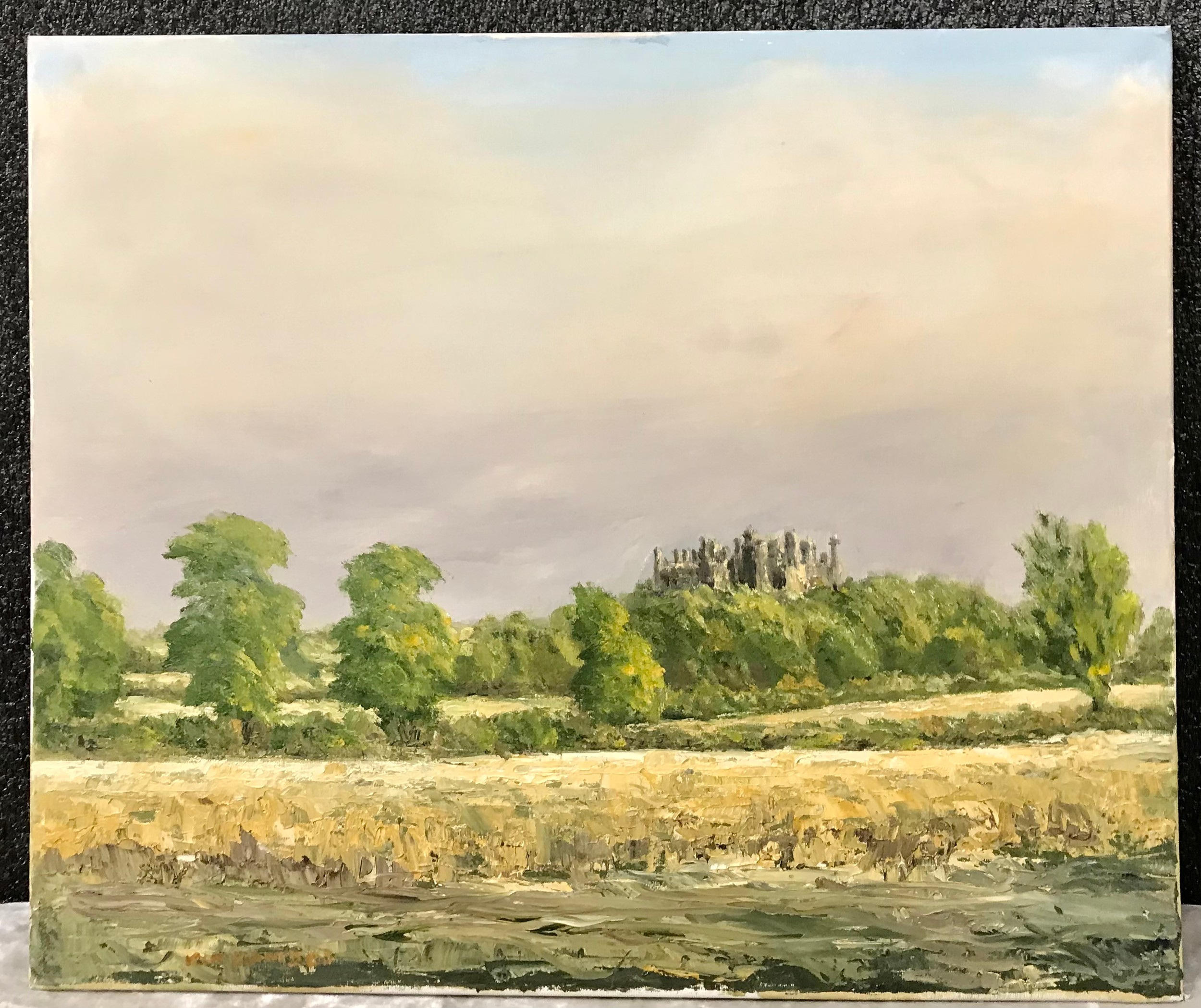 Kip Combes, countryside landscape, with castle in the background, oil ...