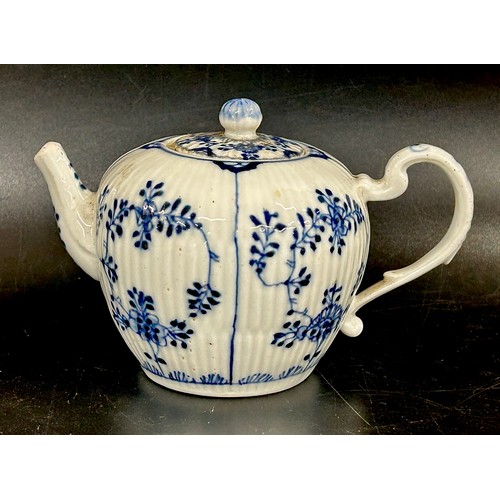 A small 19th Century Meissen blue and white teapot, crossed sword mark ...