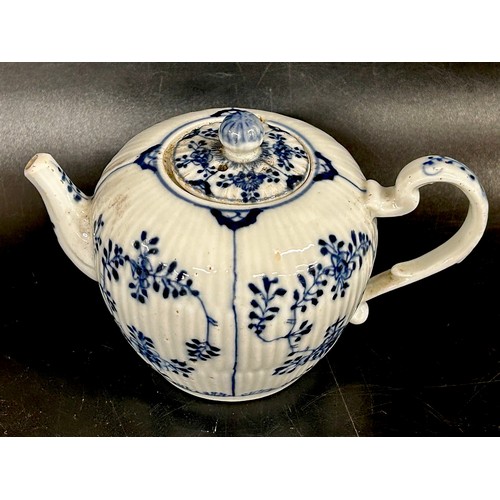 A small 19th Century Meissen blue and white teapot, crossed sword mark ...