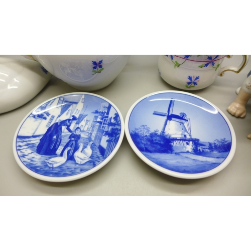 A matching Herend of Hungary tea pot and lidded cup, a Royal Copenhagen ...