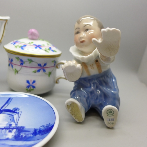 A matching Herend of Hungary tea pot and lidded cup, a Royal Copenhagen ...