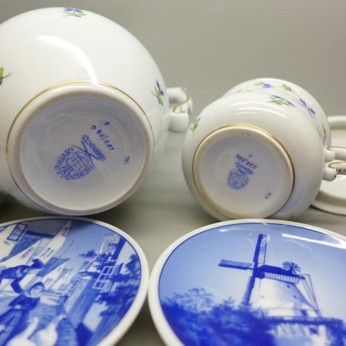 A matching Herend of Hungary tea pot and lidded cup, a Royal Copenhagen ...