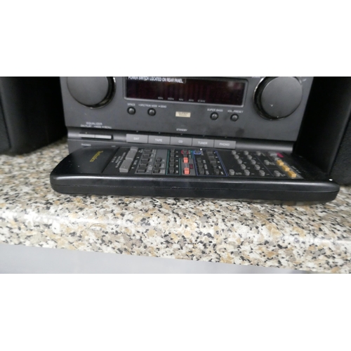 A Technics mini Hi-fi system with 2 speakers and remote