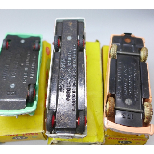 Six Dinky Toys die-cast model vehicles, Numbers 132, 173, 174, 191, 265 ...