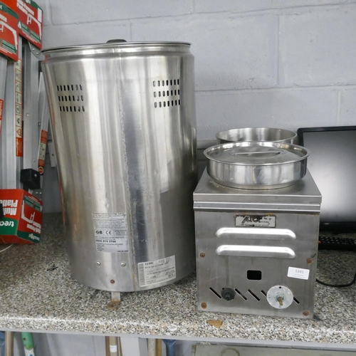 A Burco stainless steel water boiler and an AJC catering 2 pot round ...