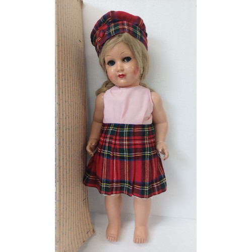 A German Rheinische Gummi celluloid Poppet doll, with original box