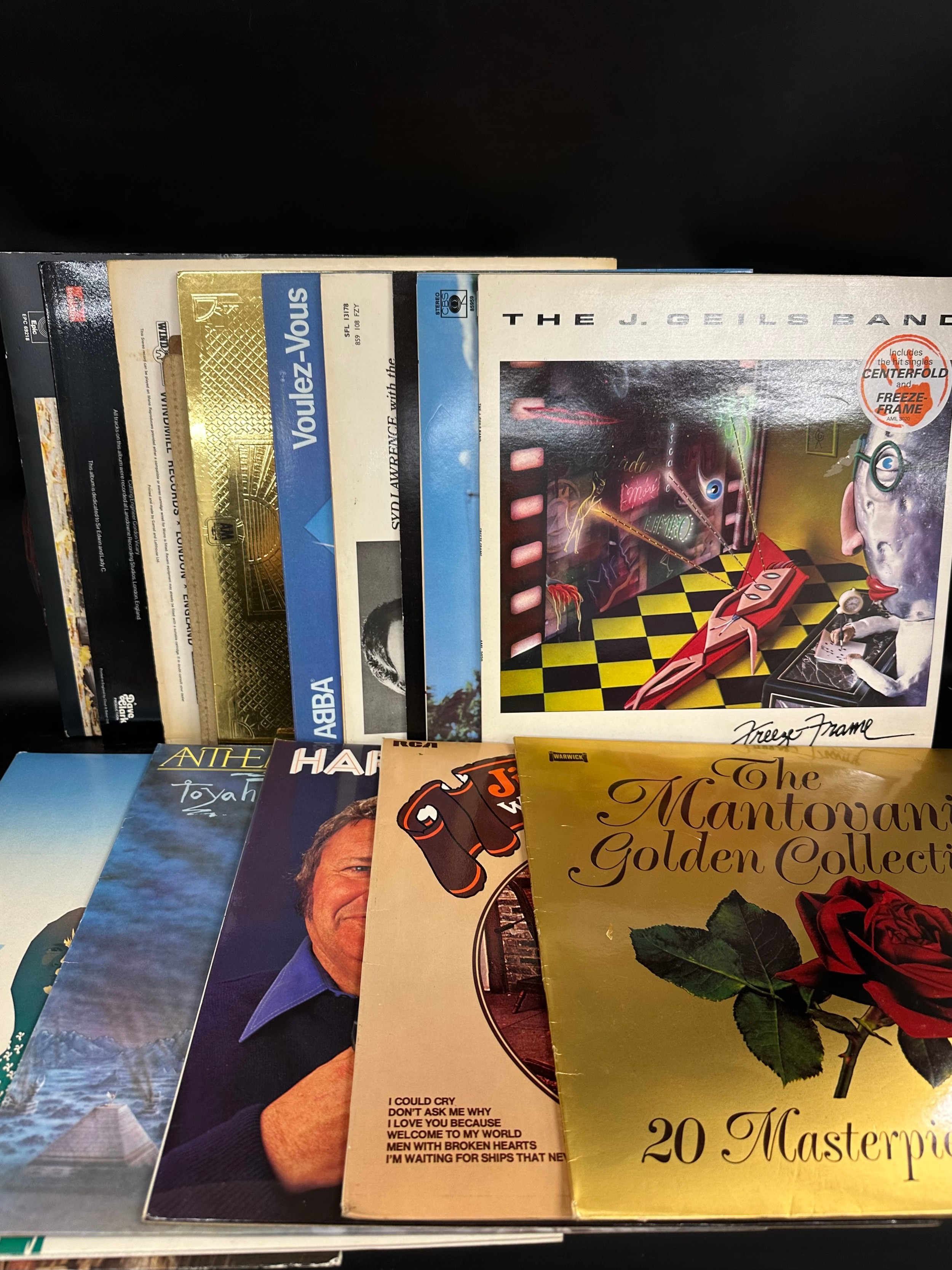 A collection of vinyl LP records, approximately 38